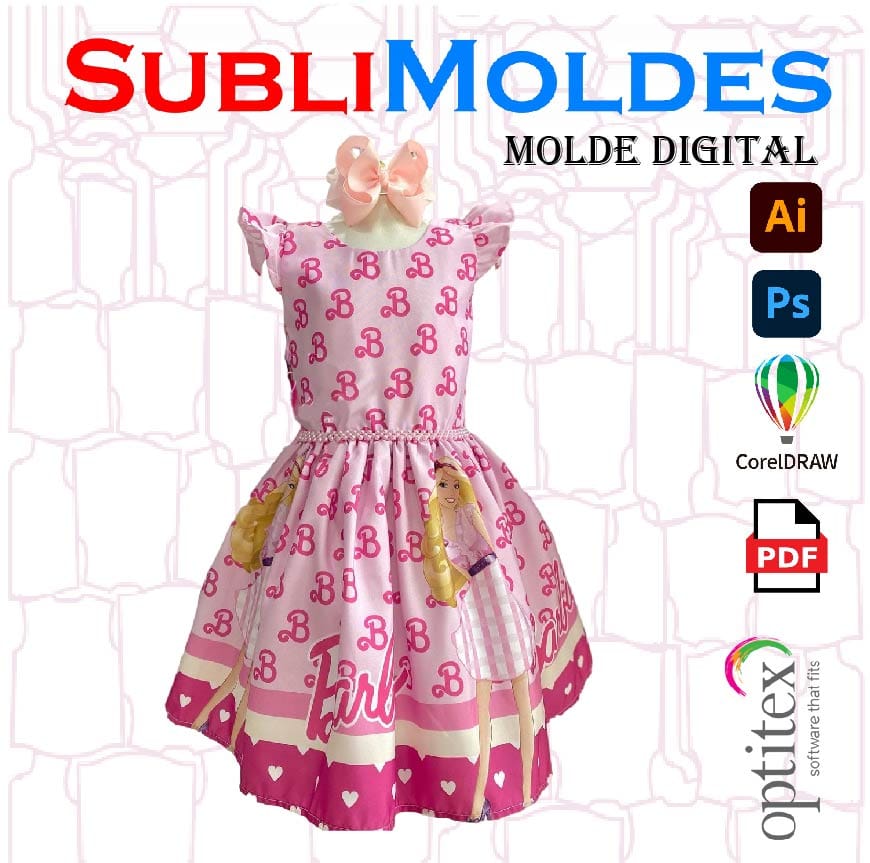Molde Vestivo Niña Espalda en V | Sublimoldes Moldes Digitales