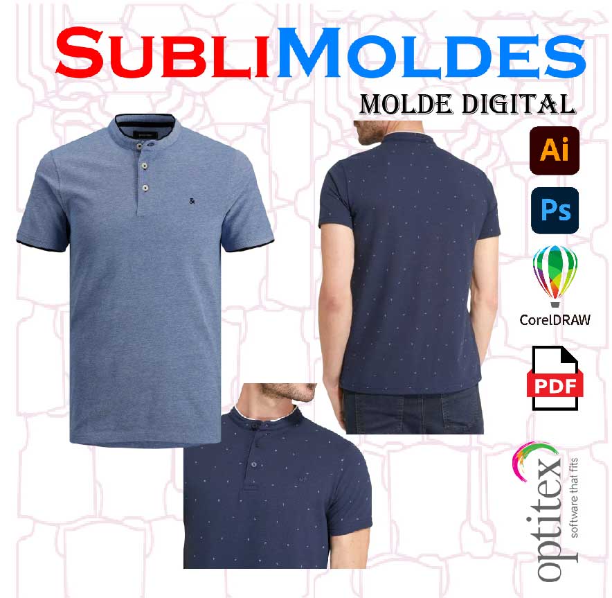 Molde Camiseta Cuello Mao Manga larga y corta | Sublimoldes Moldes ...