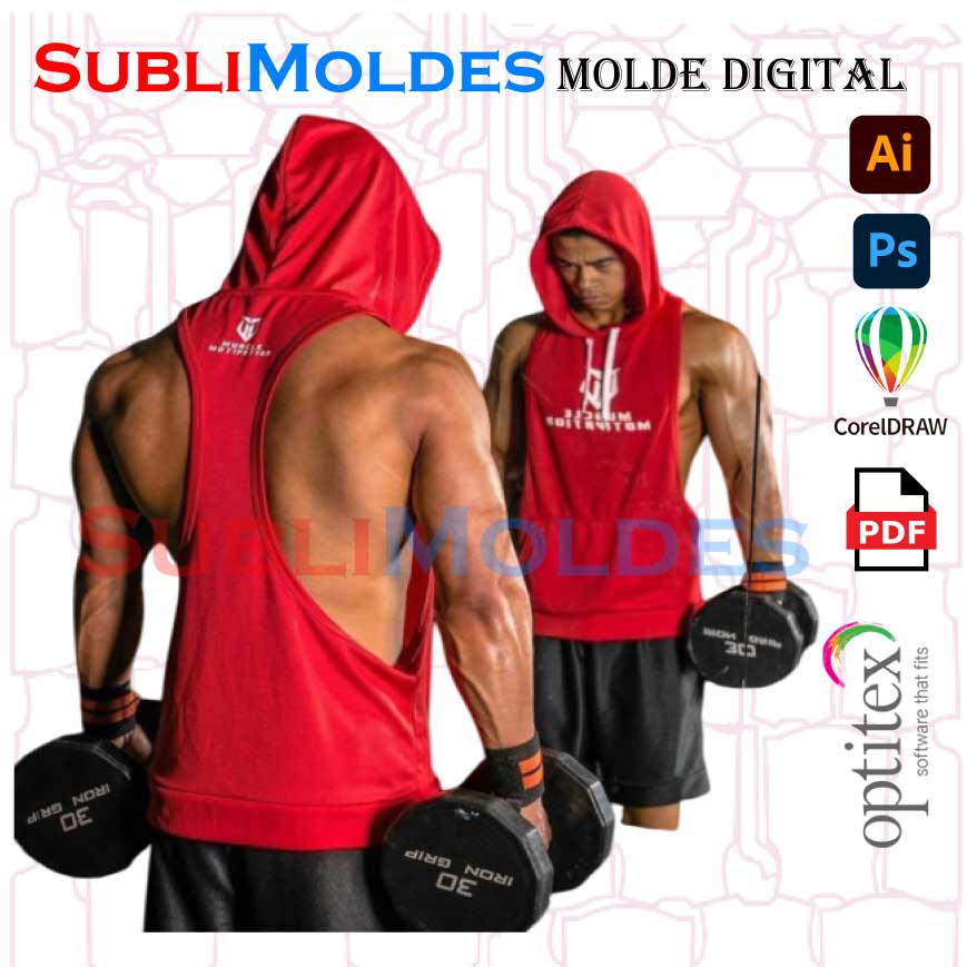 Molde Musculosa Capucha Gym | Sublimoldes Moldes Digitales
